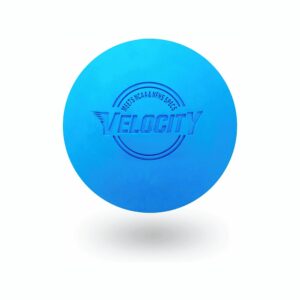 velocity massage lacrosse ball for muscle knots, myofascial release, yoga & trigger point therapy - firm rubber scientifically designed for durability and reliability - light blue, 1 ball