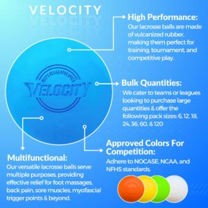 Velocity Massage Lacrosse Ball for Muscle Knots, Myofascial Release, Yoga & Trigger Point Therapy - Firm Rubber Scientifically Designed for Durability and Reliability - Light Blue, 1 Ball