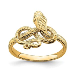 icecarats 14k yellow gold snake ring size 7