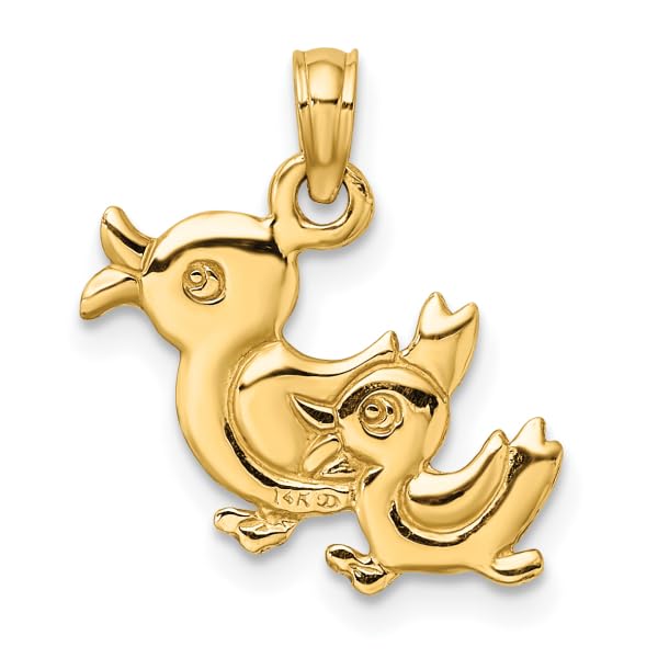 IceCarats 14K Yellow Gold Two Mallard Ducks Necklace Bird Pendant Charm 18mm x 17.3mm Only