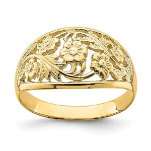 icecarats 14k yellow gold flower chunky dome statement ring size 7