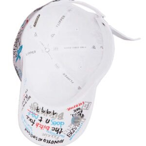 Flipper Designer Graffiti Doodle Cotton Baseball Cap for Men Women, Kpop Hat w/Curve Brim (White/Multi, Free Size)