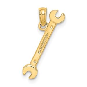 icecarats 14k yellow gold double ended wrench necklace charm pendant 18mm x 4.2mm only