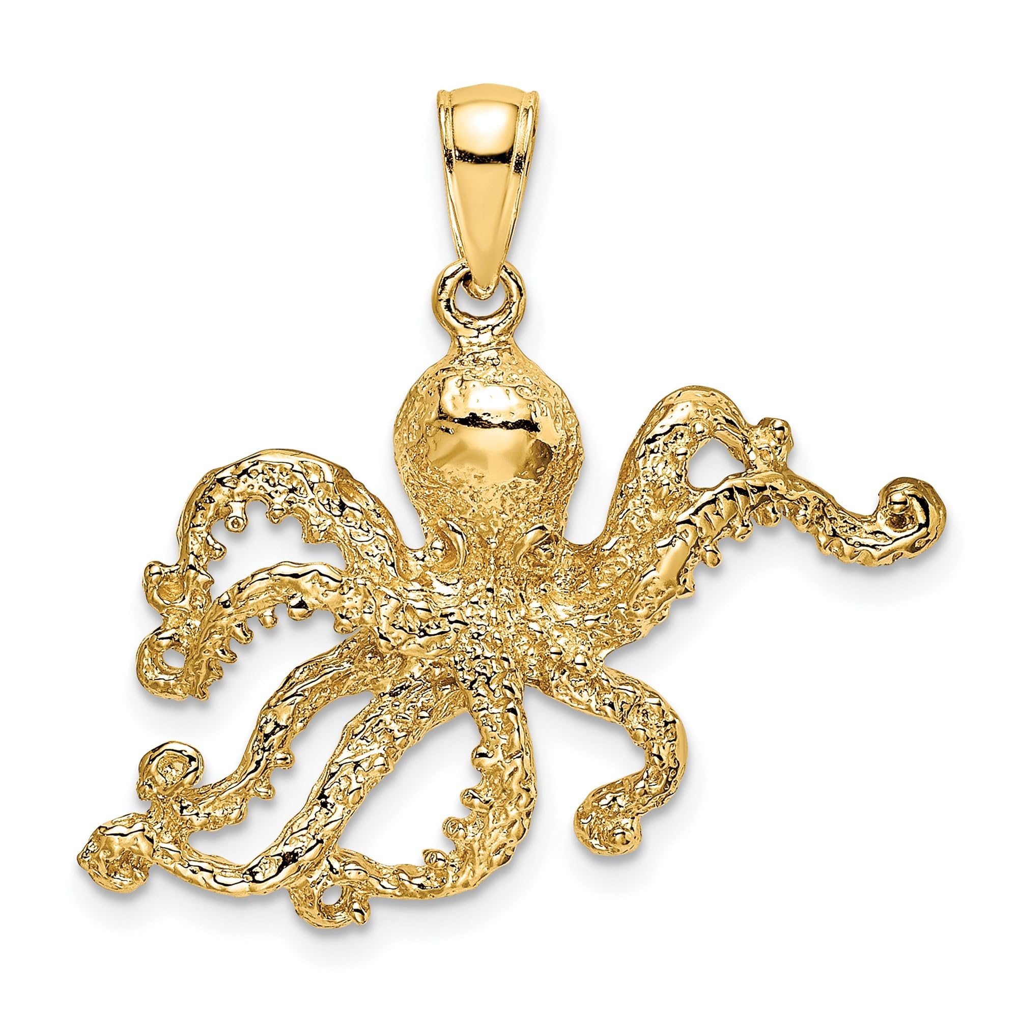 IceCarats 14K Yellow Gold Octopus Necklace Charm Pendant 57mm x 28mm Only