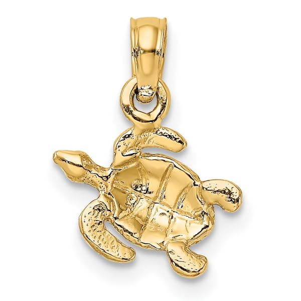 IceCarats 14K Yellow Gold Sea Turtle Necklace Charm Pendant 15mm x 11.15mm Only