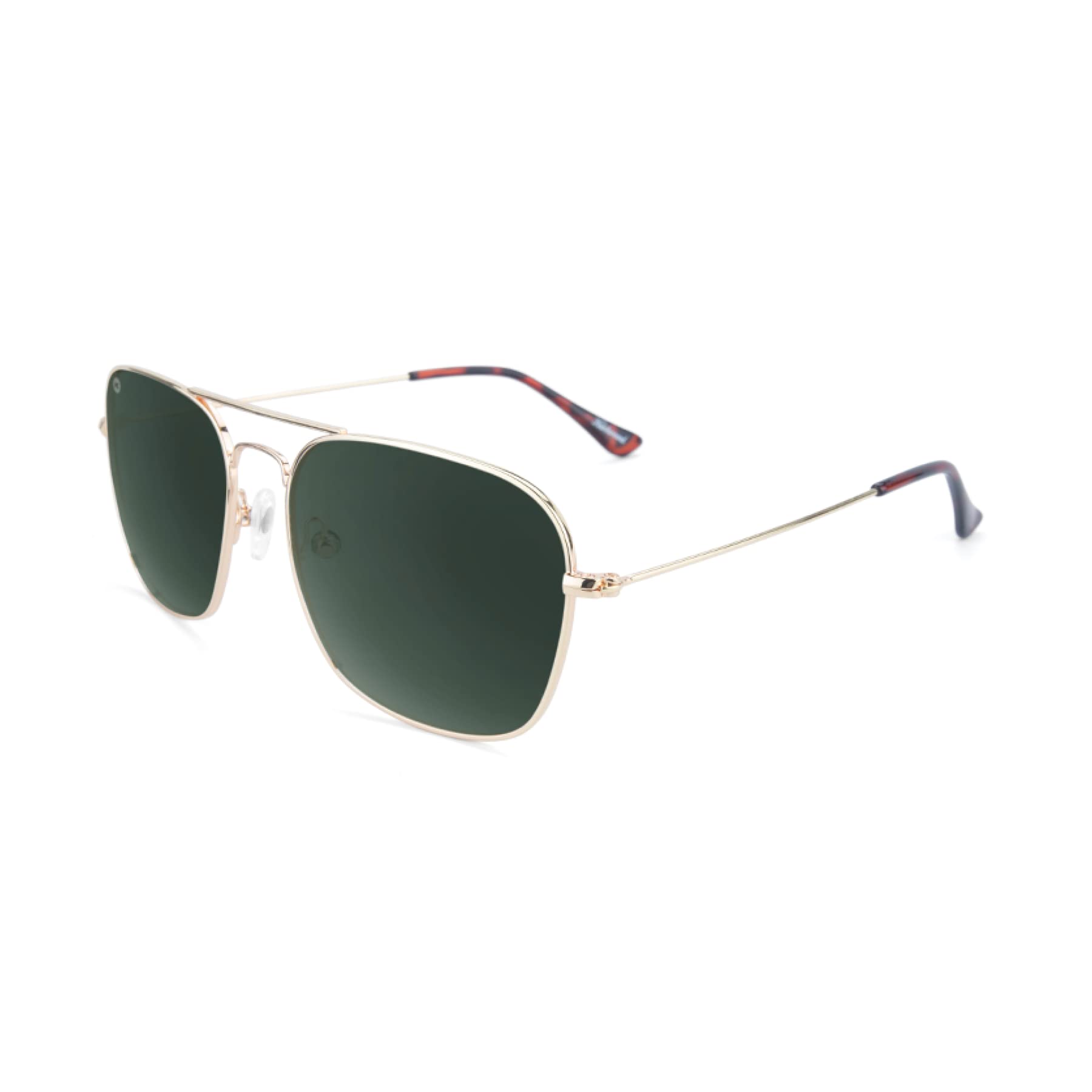 Knockaround Mount Evans Polarized Sunglasses - Squared Aviator Style Sunglasses with Full UV400 Protection, Gold Metal Frames/Dark Green Lenses