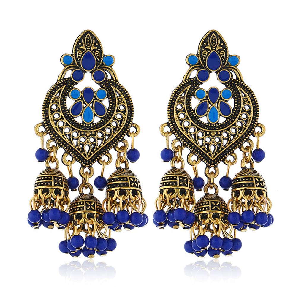 Kofun Earrings, Retro Indian Bollywood Kundan Jhumka Jhumki Drop Earrings Gypsy Fashion Jewelry