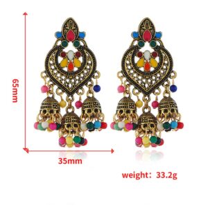 Kofun Earrings, Retro Indian Bollywood Kundan Jhumka Jhumki Drop Earrings Gypsy Fashion Jewelry