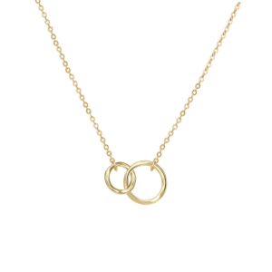 befettly women sister necklace,14k gold plated interlocking circle necklace cute dainty harmmered karma friendship pendant necklace