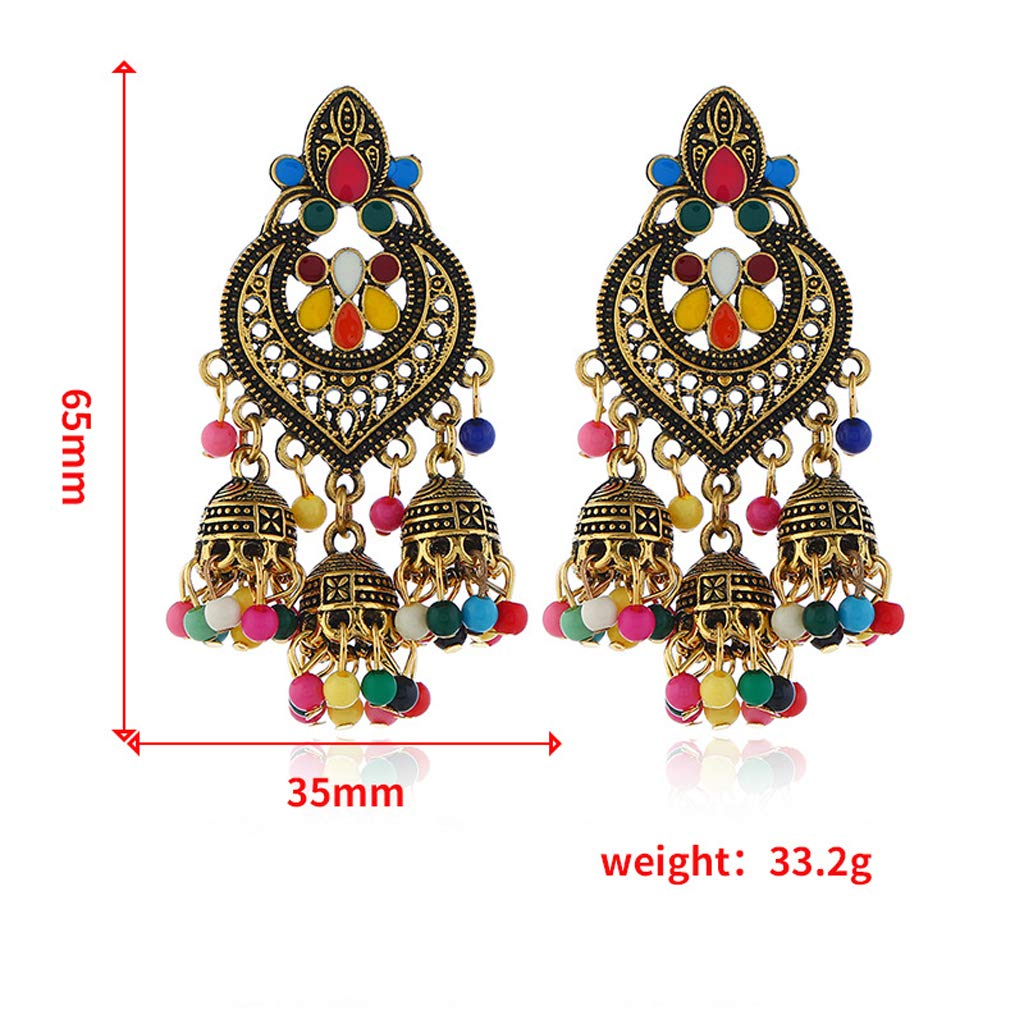 Kofun Earrings, Retro Indian Bollywood Kundan Jhumka Jhumki Drop Earrings Gypsy Fashion Jewelry