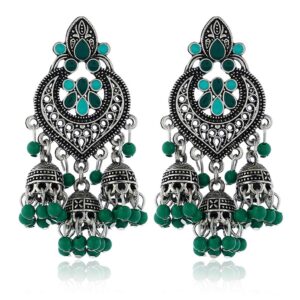 Kofun Earrings, Retro Indian Bollywood Kundan Jhumka Jhumki Drop Earrings Gypsy Fashion Jewelry