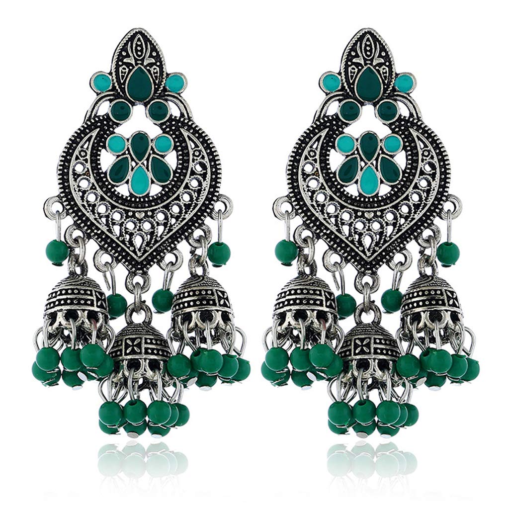 Kofun Earrings, Retro Indian Bollywood Kundan Jhumka Jhumki Drop Earrings Gypsy Fashion Jewelry