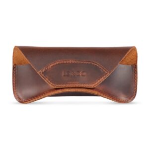 londo genuine leather eyeglasses & sunglasses case with magnetic snap closure