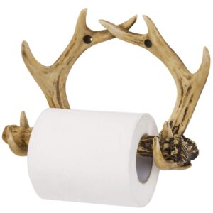 mygift wall mounted rustic resin single toilet paper roll holder with deer antler shaped design, holds 1 roll