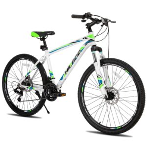 hh hiland mountain bike, multi-spokes, 21 speeds drivetrain, aluminum frame 26 inch wheels, disc-brake bike for men women men's mtb bicycle white