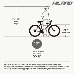 HH HILAND Mountain Bike, Multi-Spokes, 21 Speeds Drivetrain, Aluminum Frame 26 Inch Wheels, Disc-Brake Bike for Men Women Men's MTB Bicycle White