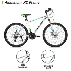 HH HILAND Mountain Bike, Multi-Spokes, 21 Speeds Drivetrain, Aluminum Frame 26 Inch Wheels, Disc-Brake Bike for Men Women Men's MTB Bicycle White