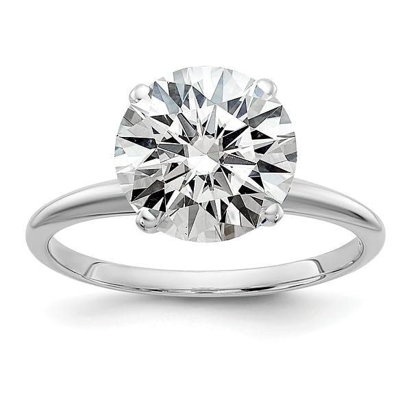 IceCarats 14K White Gold 3ct. Round Moissanite Solitaire Engagement Ring size 7