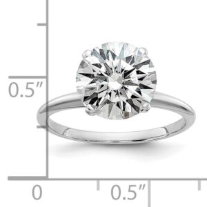 IceCarats 14K White Gold 3ct. Round Moissanite Solitaire Engagement Ring size 7