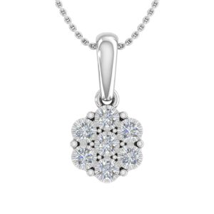 finerock 925 sterling silver 7 stone cluster pendant necklace (0.11 carat)