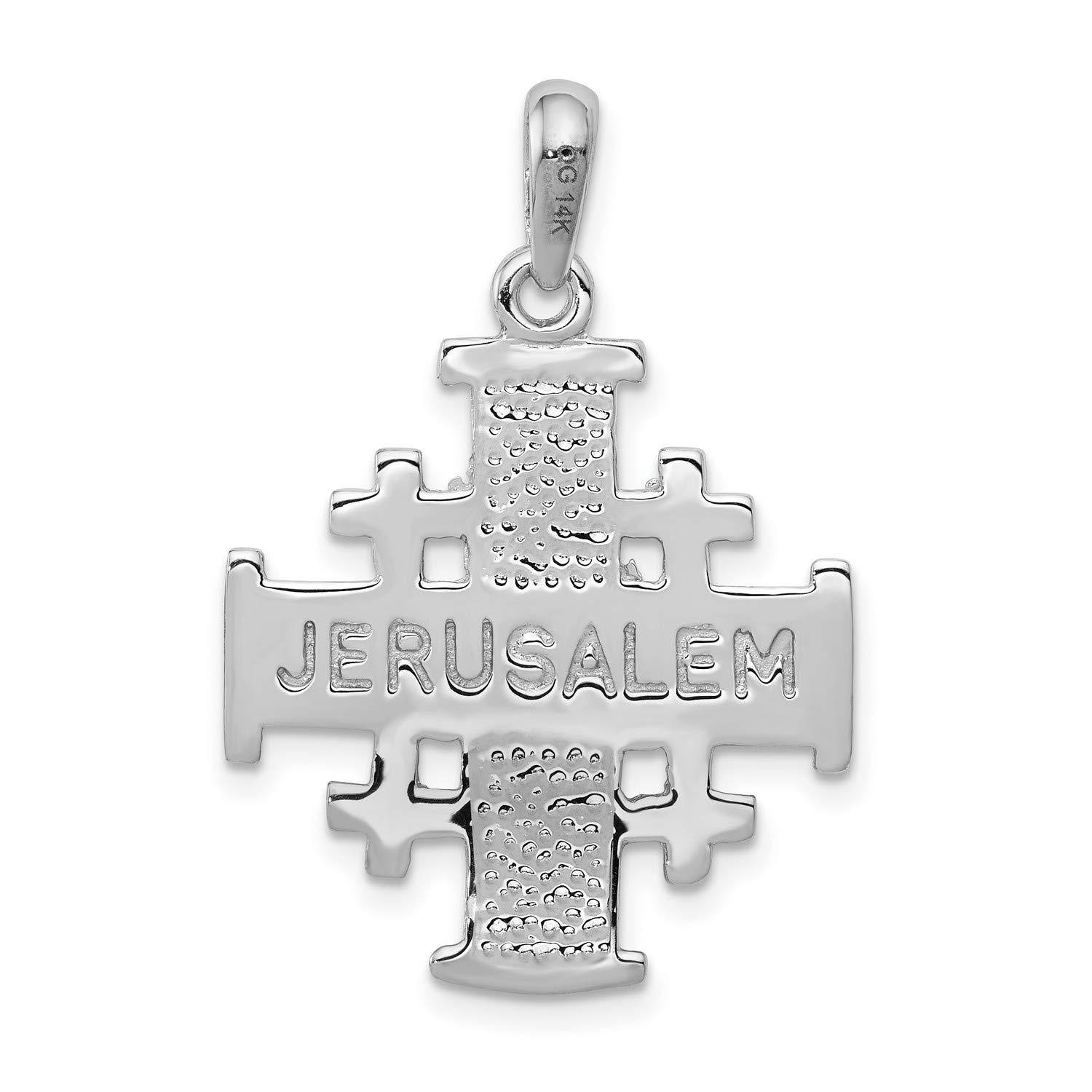 Jewelry Stores Network Solid Scrolled Jerusalem Cross Pendant in Real 14k White Gold 23x23mm