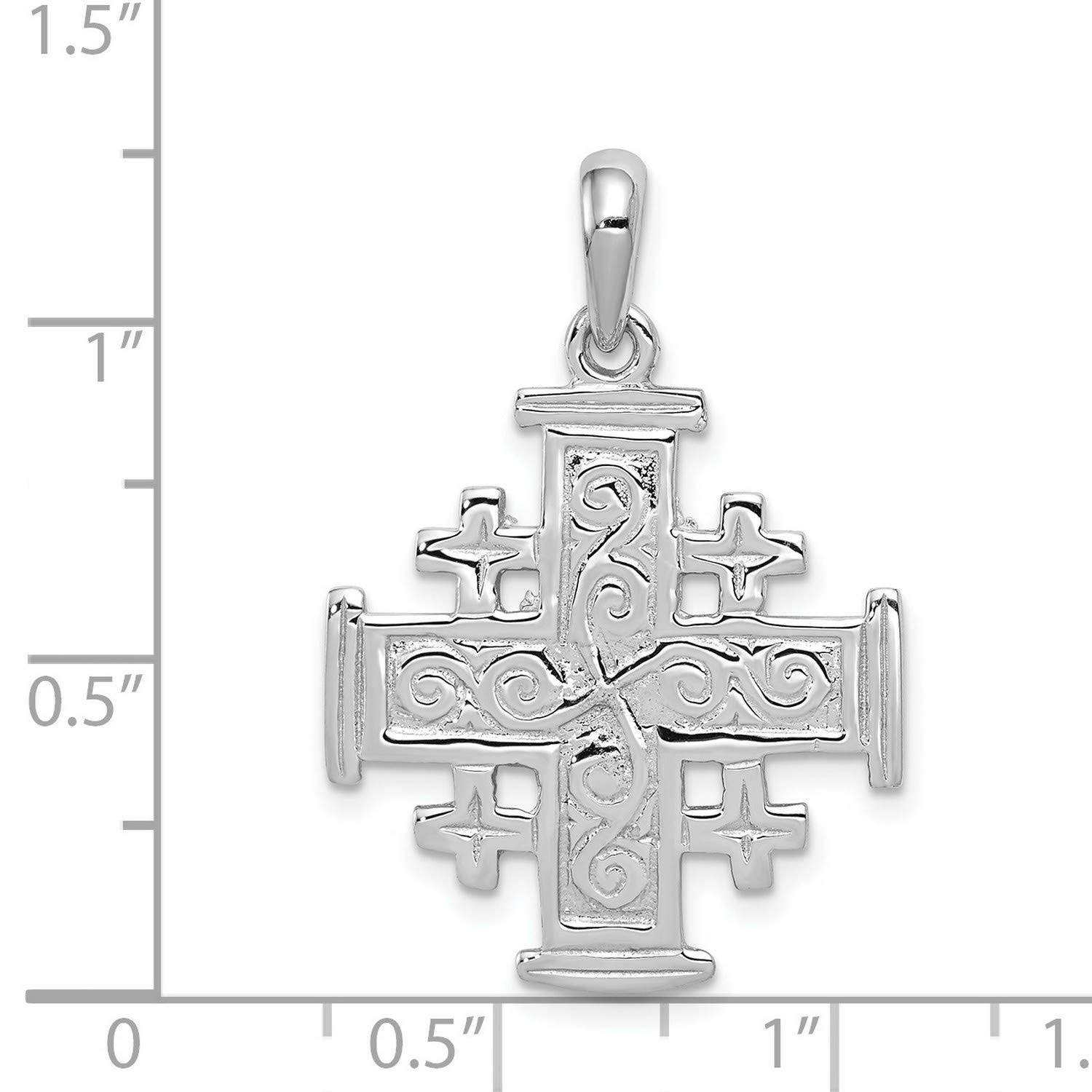 Jewelry Stores Network Solid Scrolled Jerusalem Cross Pendant in Real 14k White Gold 23x23mm