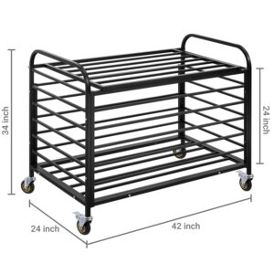 MyGift Professional Black Metal Rolling Sports Ball Storage Cart with Lid