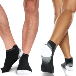 Physix Gear Sport Low Cut Socks Men & Women - Ankle Compression Running Socks (2Pair Blk-Wht L/XL)