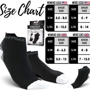 Physix Gear Sport Low Cut Socks Men & Women - Ankle Compression Running Socks (2Pair Blk-Wht L/XL)