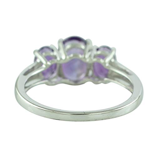 SGL Amethyst 1.95 Carat Trio Ring for Women 925 Sterling Silver Anniversary Wedding Jewelry for Women