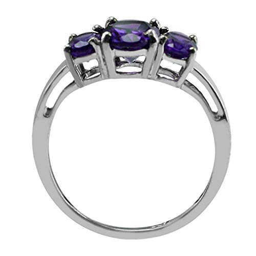 SGL Amethyst 1.95 Carat Trio Ring for Women 925 Sterling Silver Anniversary Wedding Jewelry for Women