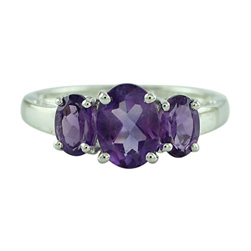 SGL Amethyst 1.95 Carat Trio Ring for Women 925 Sterling Silver Anniversary Wedding Jewelry for Women