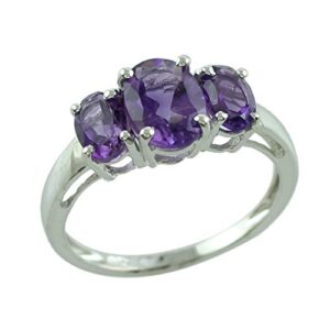 SGL Amethyst 1.95 Carat Trio Ring for Women 925 Sterling Silver Anniversary Wedding Jewelry for Women