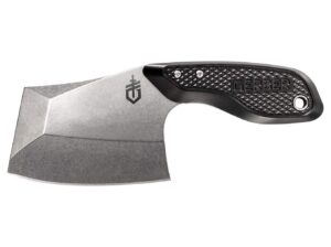 gerber gear tri-tip, mini cleaver fixed blade knife with sheath, black handle [30-001693]