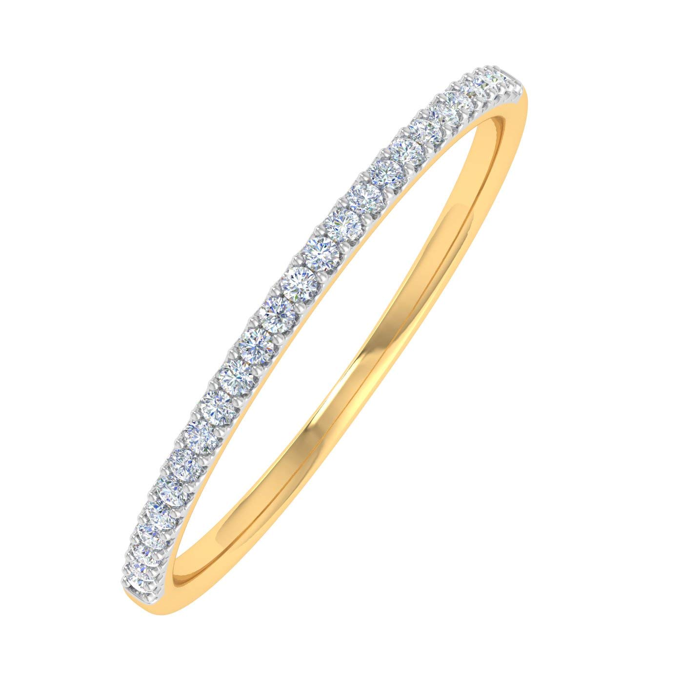 0.08 Carat (ctw) 10K Yellow Gold Diamond Ladies Wedding Anniversary Stackable Ring (Ring Size 5.5) (I1-I2 Clarity)