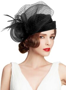 z&x sinamay fascinator pillbox hats for women wedding tea party mesh flower church hat with clip black