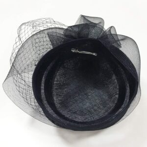 Z&X Sinamay Fascinator Pillbox Hats for Women Wedding Tea Party Mesh Flower Church Hat with Clip Black