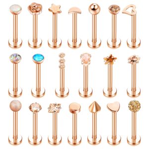 subiceto 16g stainless steel forward helix monroe labret lip nose studs for men women tragus cartilage stud earrings cz balls heart flower medusa piercings 20 pcs