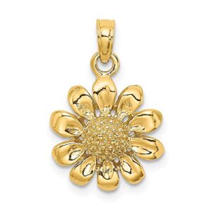 IceCarats 14K Yellow Gold Sunflower Necklace Daisy Pendant Sunshine Summer Flowers Charm Only