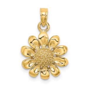 IceCarats 14K Yellow Gold Sunflower Necklace Daisy Pendant Sunshine Summer Flowers Charm Only