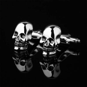 BXLE Cool Skull Cuff-Links, Unique 3D Skeleton Cufflinks, Gothic Shirt Studs Button for Young Men Theme Party, Groomsmen Gift, Pirate & Punk Style Suit Accesorries Jewelry (D)