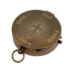 Personalized Large Pocket Compass Religious Gifts Engraved | Unique Christian/Catholic Keepsake | for Baptisms, Confirmations, Missionary, Birthdays, Graduations, Dad, Son, Boyfriend (God Compass)