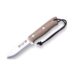 joker cm115-p nórdico survival knife, micarta canvas brown handle, 3.94 inches blade of sandvik 14c28n, brown leather sheath with fire starter, tool for fishing, hunting, camping and hiking