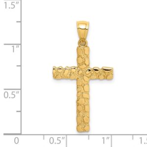 Diamond2Deal Gift for Mothers Day 14K Yellow Gold Nugget Religious Crucifix Cross Pendant for Women (L- 32 mm W- 17.5 mm)