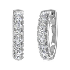 14k white gold natural diamond ladies hoop earrings (i1-i2 clarity, 1/2 carat)