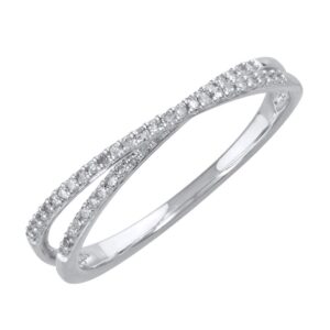 10k white gold diamond bypass wedding band ring (0.14 carat) (ring size 7)