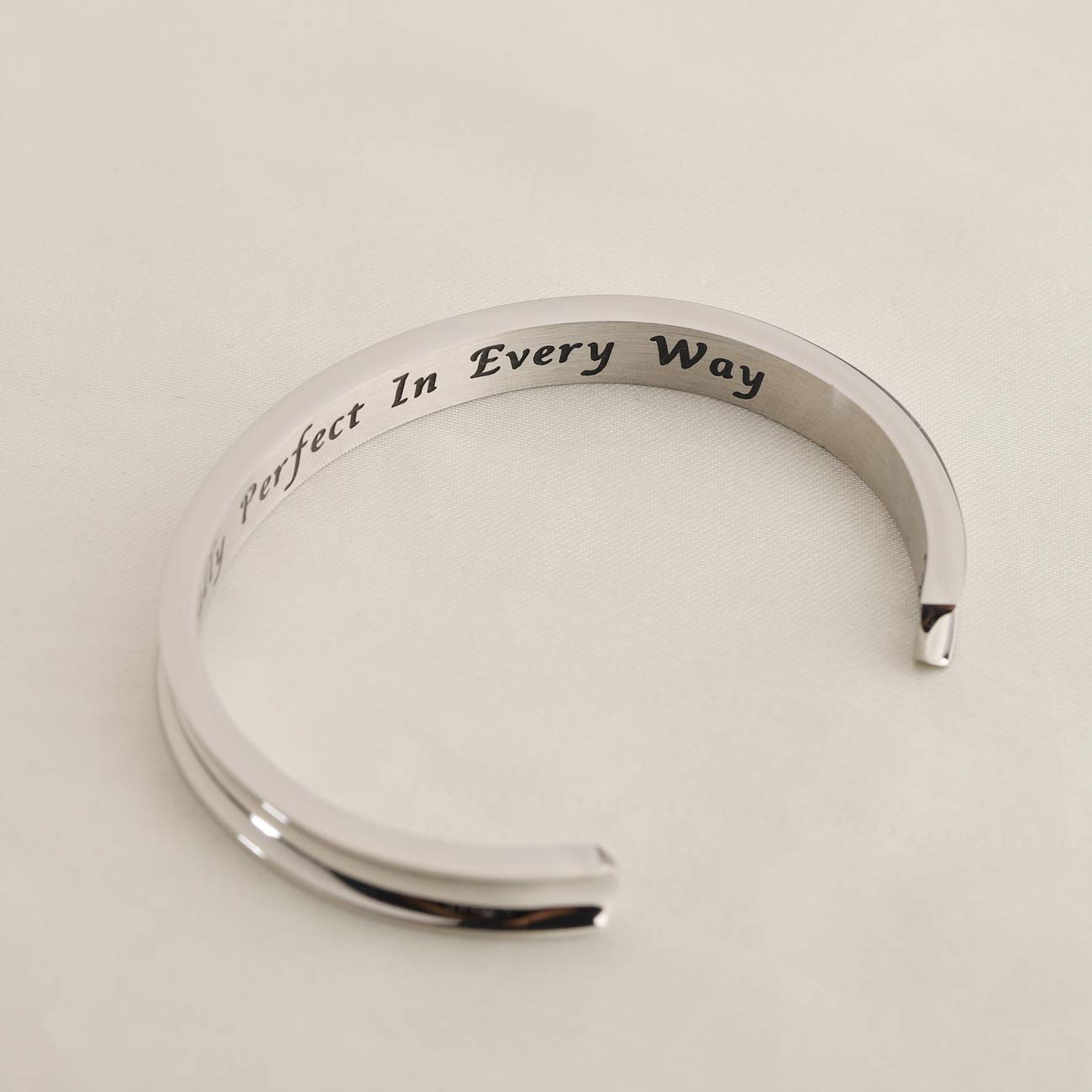 WUSUANED Mary Poppins Quote Practically Perfect in Every Way Hair Tie Grooved Cuff Bangle Bracelet Mother Daughter Friendship Gift (practically perfect in every way silver)