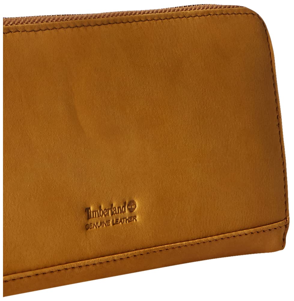 Timberland womens Leather Rfid Zip Around Wallet Clutch With Wristlet Strap, Wheat (Nubuck), One Size