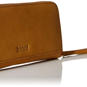 Timberland womens Leather Rfid Zip Around Wallet Clutch With Wristlet Strap, Wheat (Nubuck), One Size