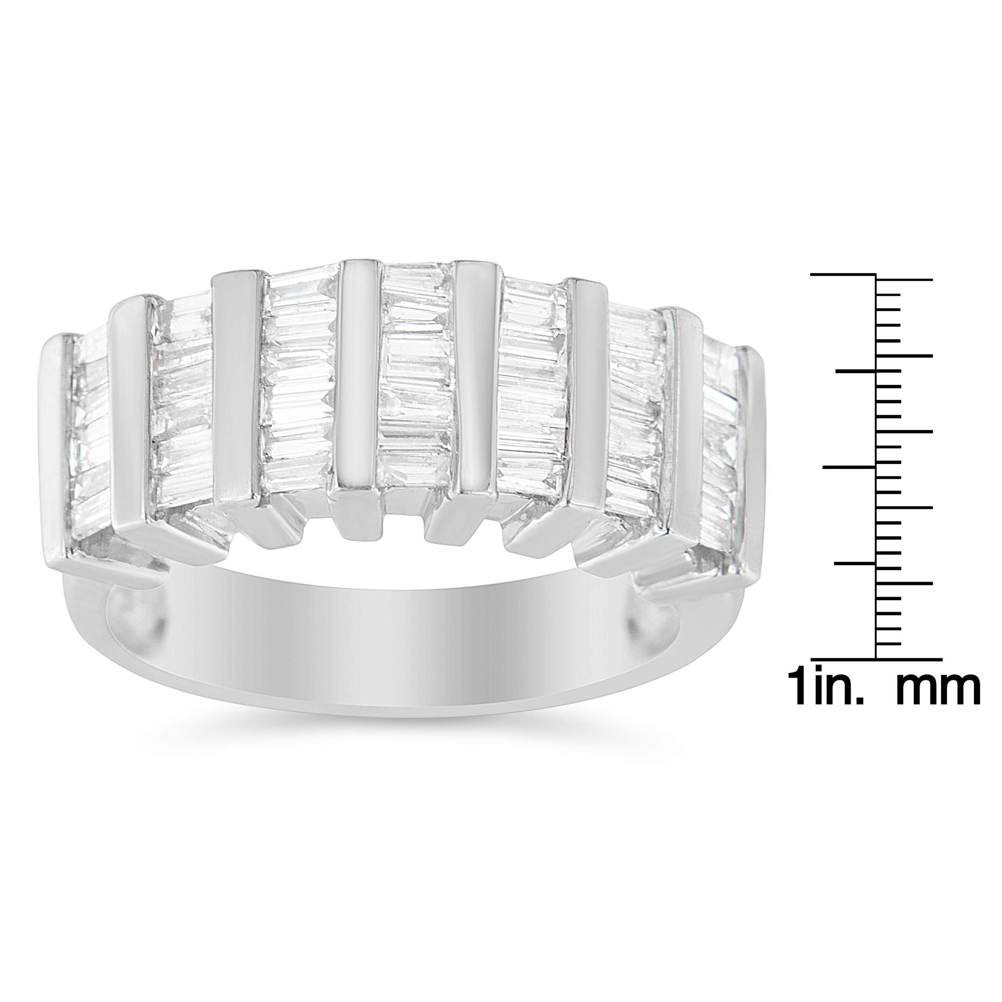 Haus of Brilliance .925 Sterling Silver 1.0 Cttw Baguette Cut Diamond Vertical Channel Fluted Multi-Row Unisex Fashion Wedding Ring (H-I Color, I1-I2 Clarity) - Size 7